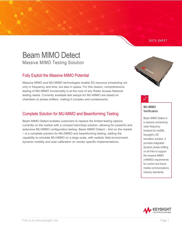 Beam MIMO Detect - Massive MIMO Testing Solution PDF Asset Page | Keysight Beam MIMO Detect - Massive MIMO Testing Solution PDF Asset Page | Keysight